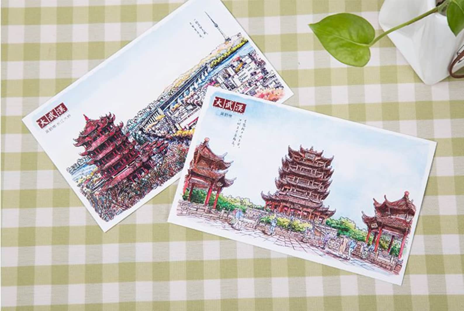 Postcards Set With China City Wuhan Iconic Places for Souvenir - Etsy UK