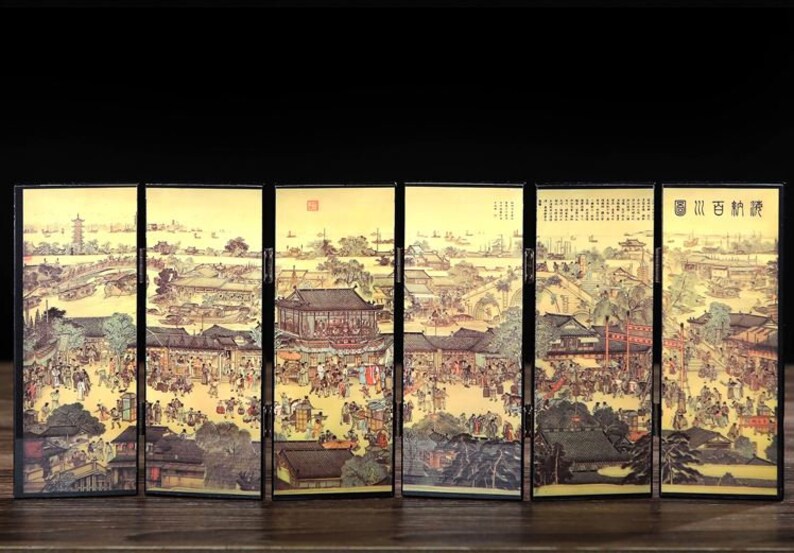 Ancient Chinese Paintings Table Display Flip Open Partition - Etsy