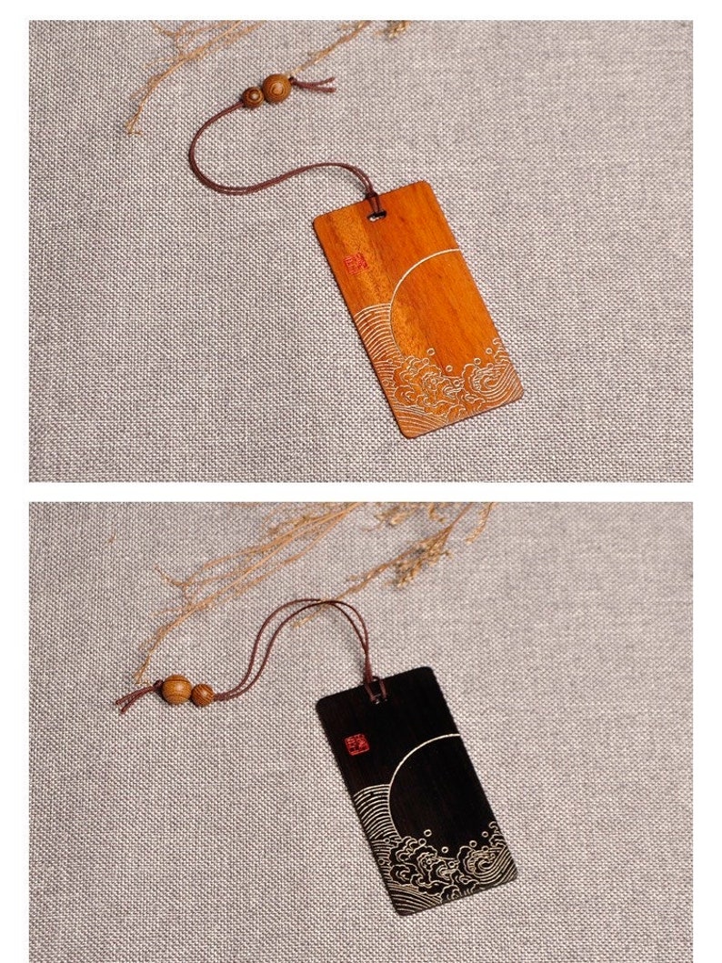 Chinese Sandalwood Bookmark in Chinese Art Bronzing Painting Design ...