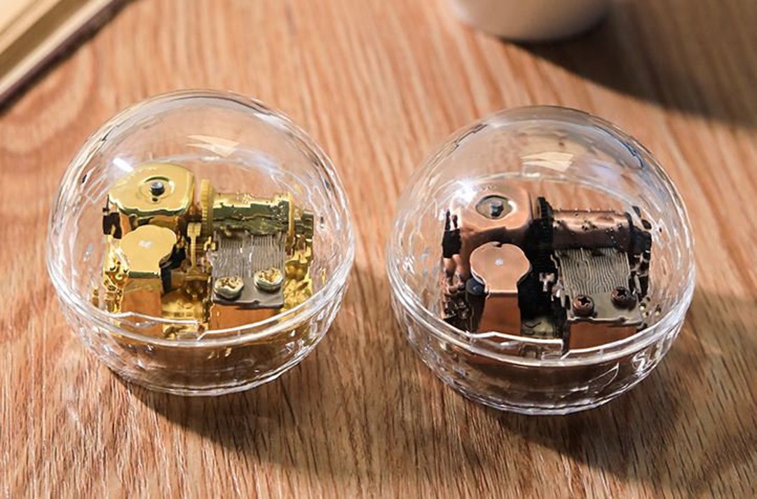 Transparent Music Box Round Ball Shape Acrylic Box With Gold Color ...