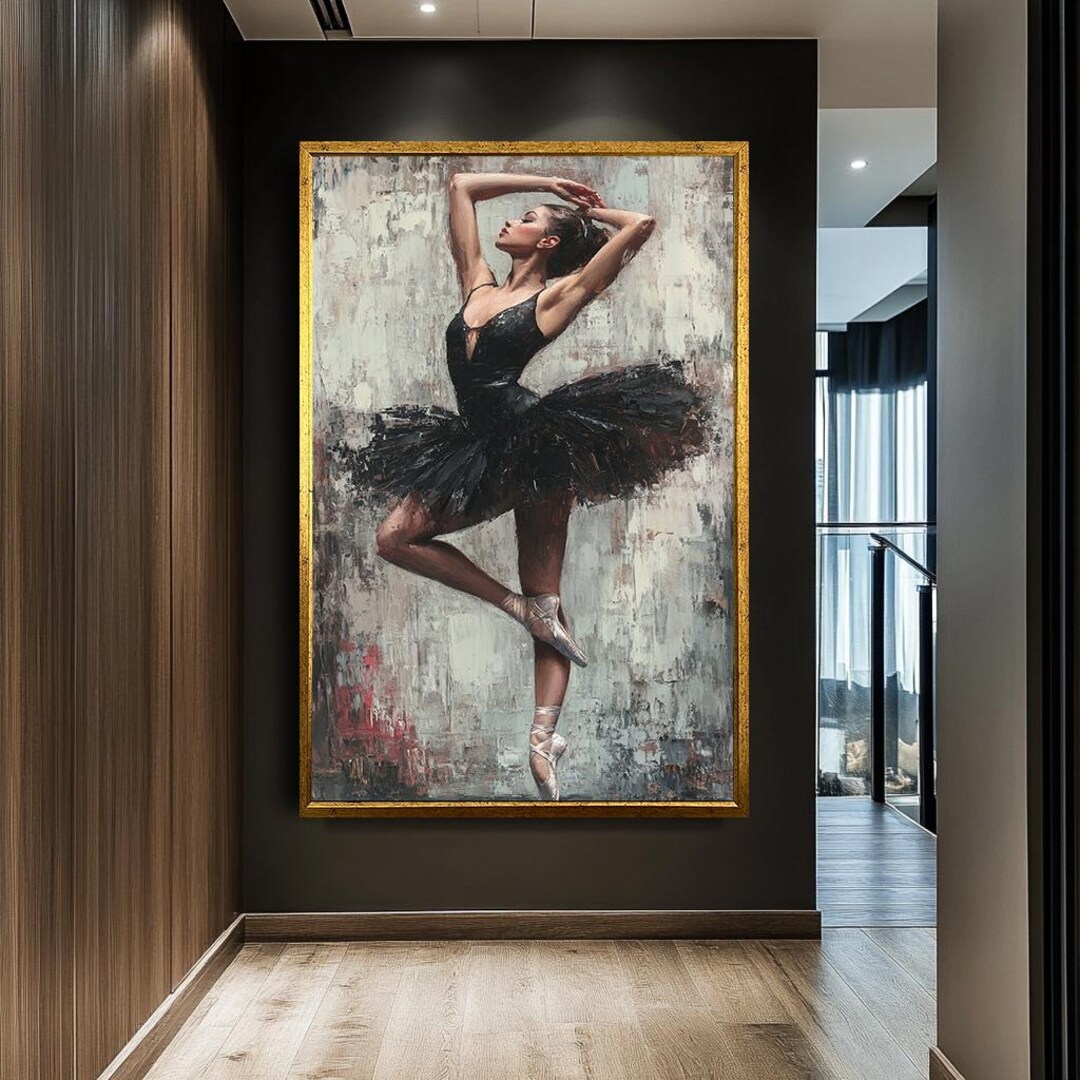 Ballet Dancer Canvas Print, Elegant Black Swan Wall Art, Modern Ballet ...