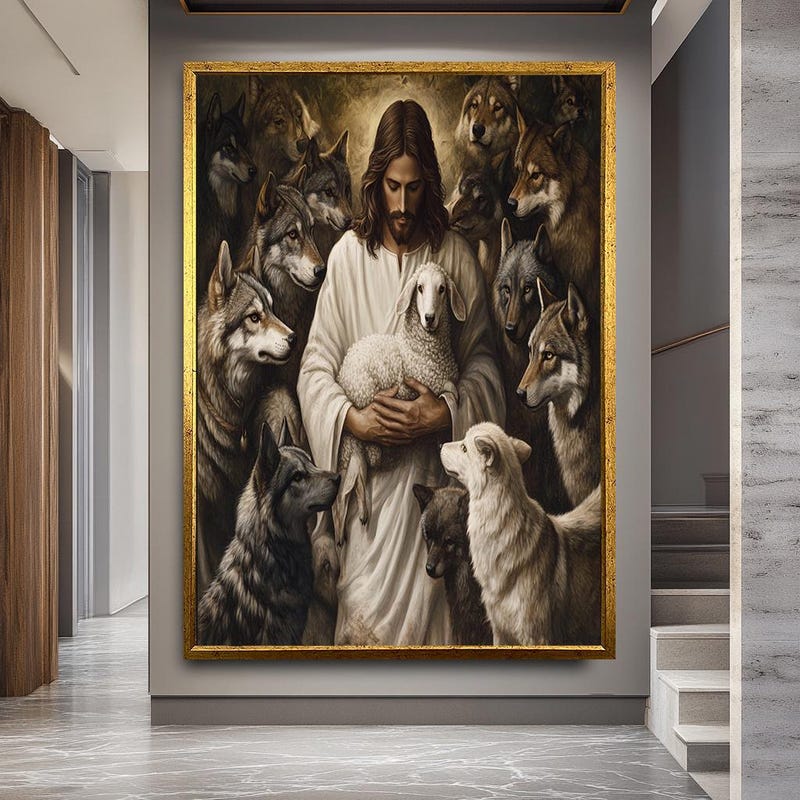 Jesus Wolf and Lamb Wall Art - Etsy