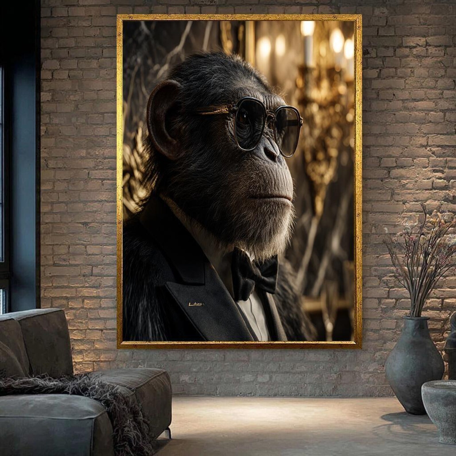 Cool Chimp in Tuxedo Canvas | Funny Animal Wall Art | Stylish Monkey ...