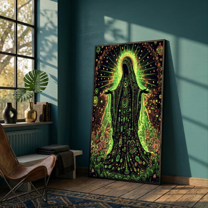 Radiant Divine Figure Canvas, Glowing Spiritual Wall Art, Sacred ...
