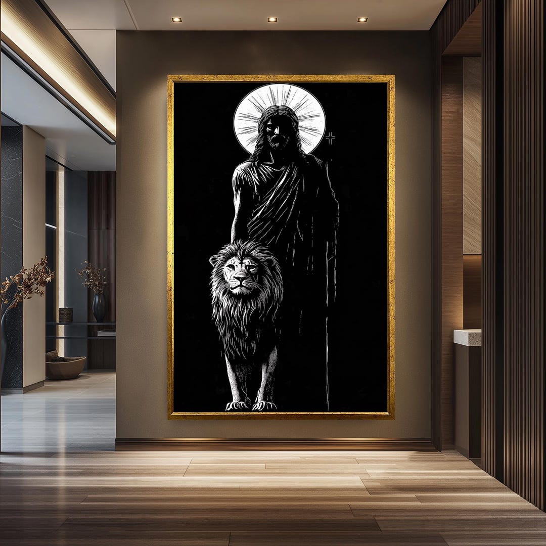 Lion of Judah Jesus Art Print | Black and White Minimalist Christian ...