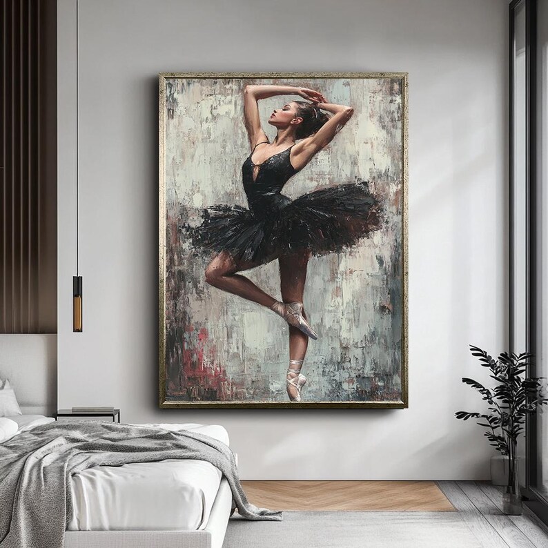 Ballet Dancer Canvas Print, Elegant Black Swan Wall Art, Modern Ballet ...