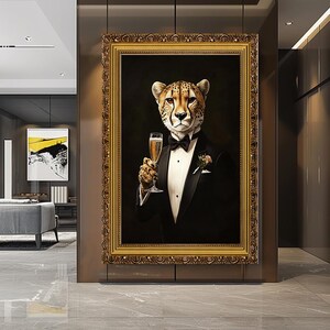 Cheetah in Tuxedo Wall Art, Sophisticated Animal Portrait, Classy ...