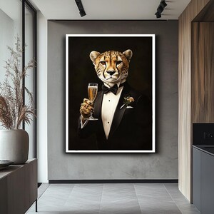 Cheetah in Tuxedo Wall Art, Sophisticated Animal Portrait, Classy ...