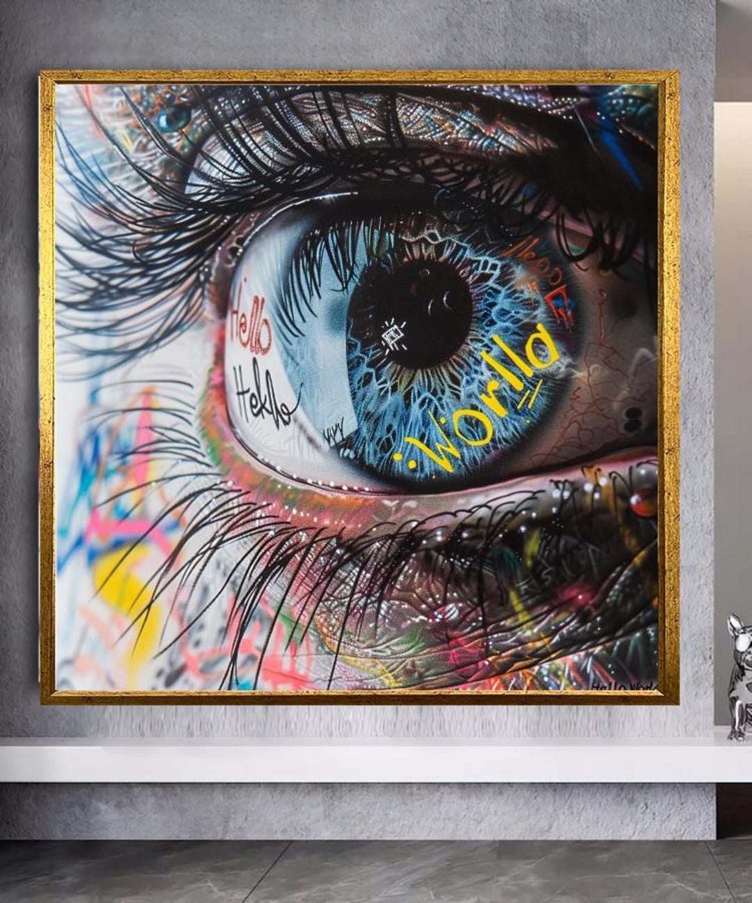 Graffiti Eye Canvas Wall Art - Vibrant Abstract Eye Painting With Urban ...