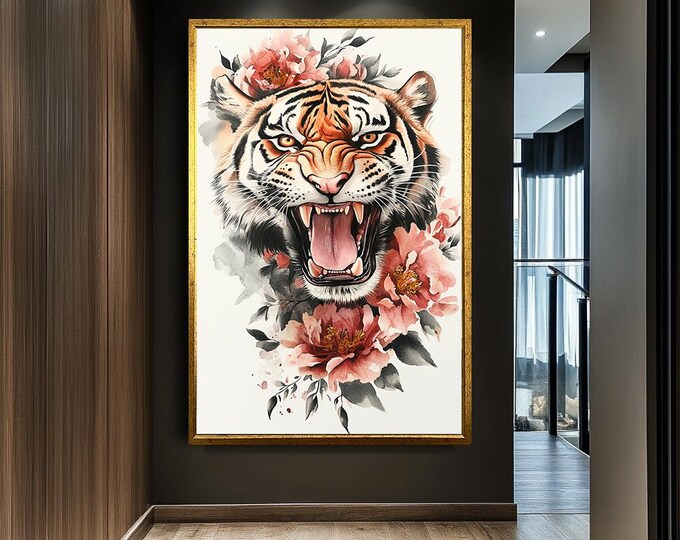 Angry Tiger With Fiery Whiskers and Glowing Eyes Poster 18x24in - Etsy