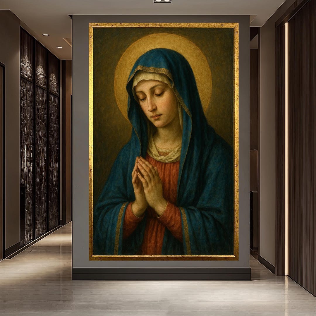 Virgin Mary Prayer Portrait – Classic Catholic Wall Art – Holy Mother ...