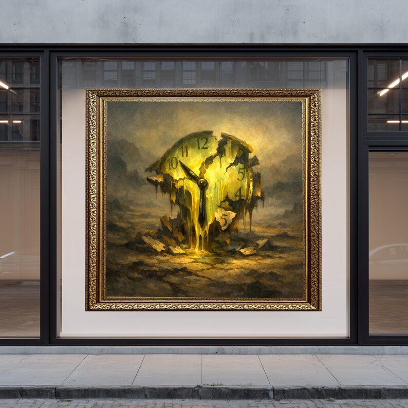 Tela com Relógio Derretido e Quebrado, Arte de Parede Surrealista sobre ...