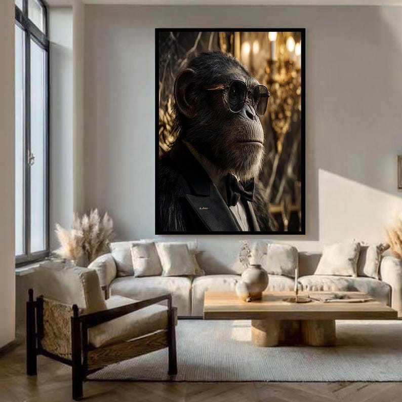 Cool Chimp in Tuxedo Canvas | Funny Animal Wall Art | Stylish Monkey ...