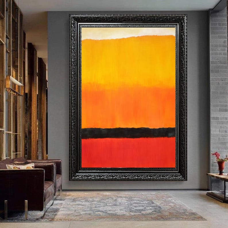 Bold Color Block Canvas Wall Art, Abstract Yellow Orange Red Painting ...