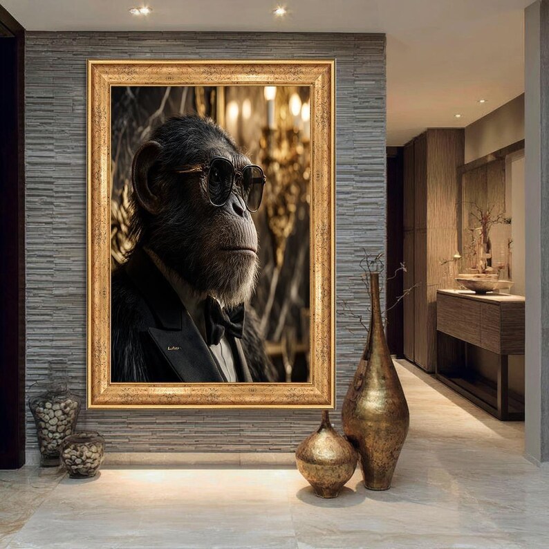 Cool Chimp in Tuxedo Canvas | Funny Animal Wall Art | Stylish Monkey ...