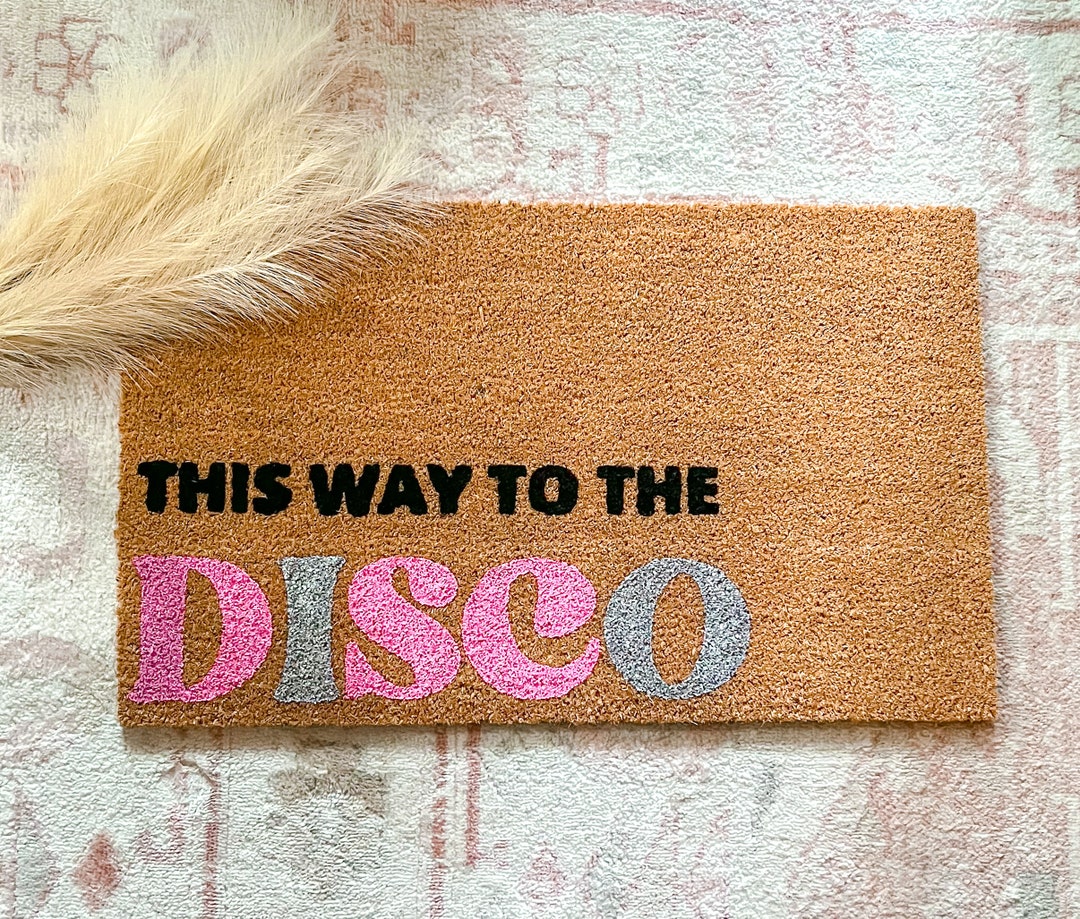 This Way to the Disco Doormat Retro Doormat Custom Welcome Mat Pink ...