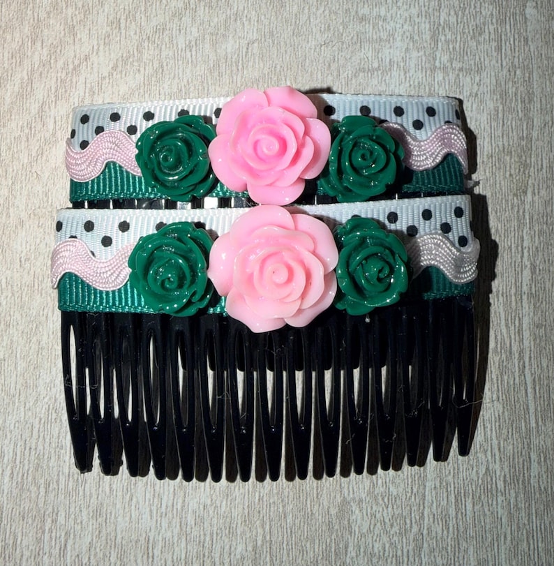 Pink & Green Flamenco Hair Combs - Etsy