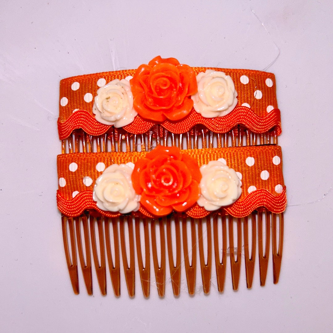 Orange & White Flamenco Hair Combs - Etsy