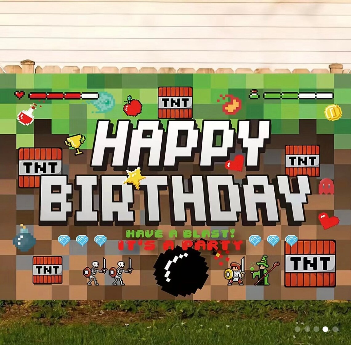 Minecraft Birthday Decoration Kitballoons Happy Birthday Banners for ...