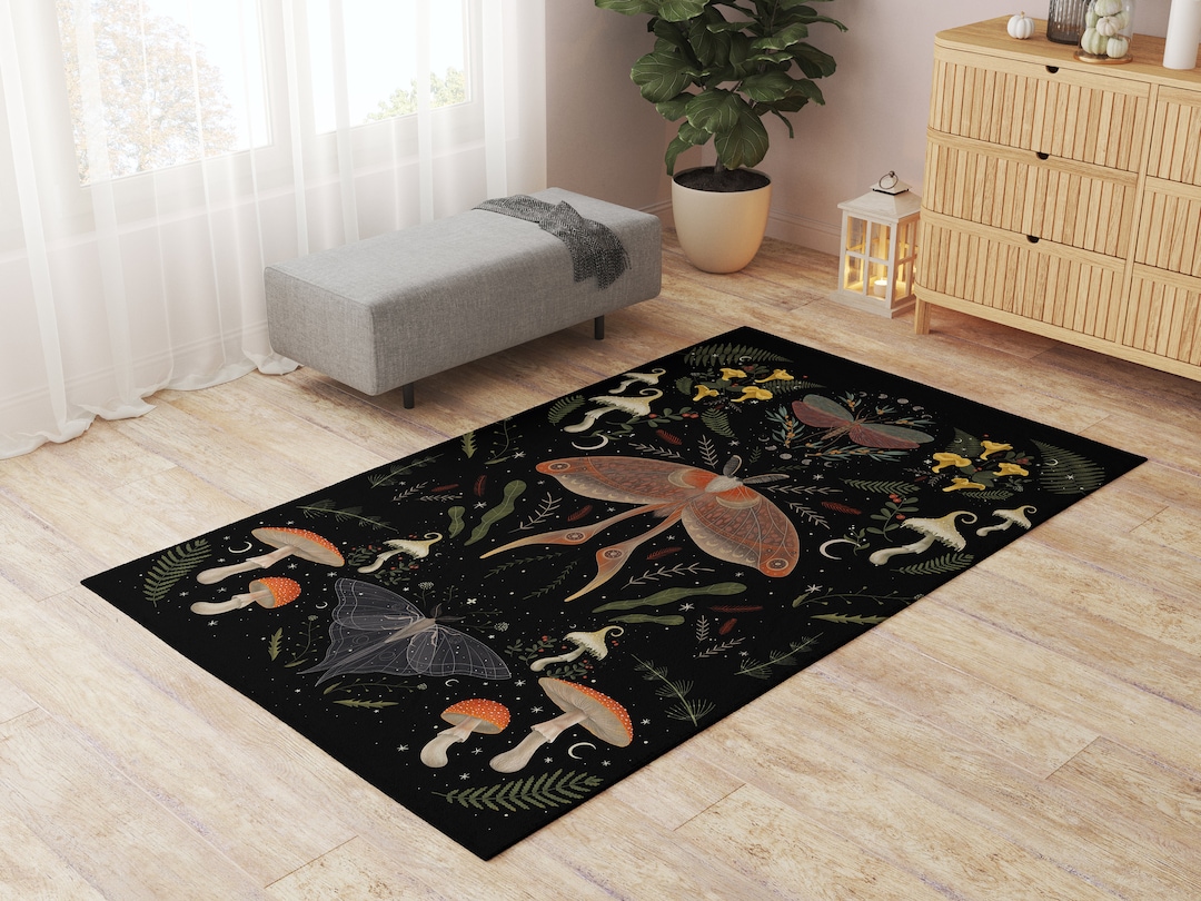 Mushroom Rug Goblincore Decor Mushroom Decor Witchy Rug Mushroom Area ...