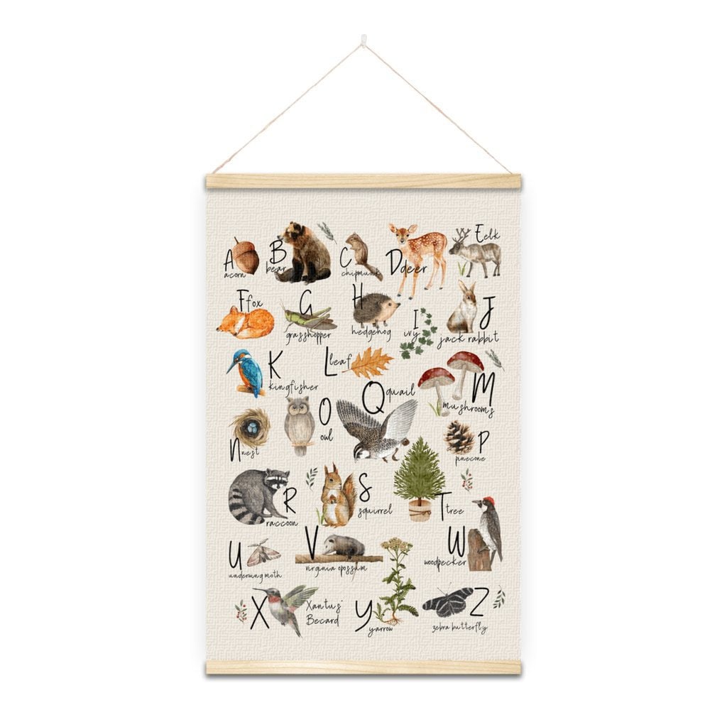 Woodland Alphabet Poster Woodland Nursery Decor Educational - Etsy ...