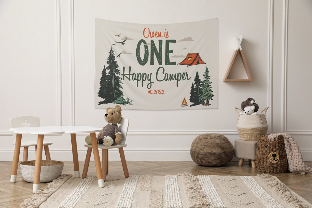 One Happy Camper Banner Wild One Birthday Flag Custom Banner Happy ...