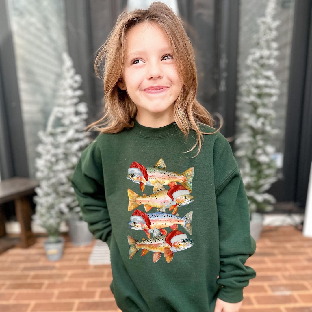 Youth Trout Sweatshirt Kids Trout Crewneck Trout Sweater Rainbow Trout ...