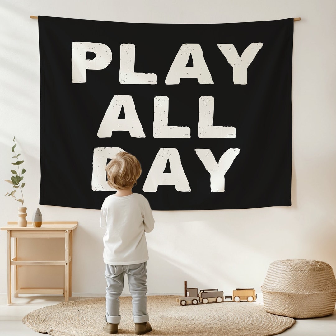 Play All Day Sign Playroom Wall Decor Playroom Sign Lets Play Sign ...