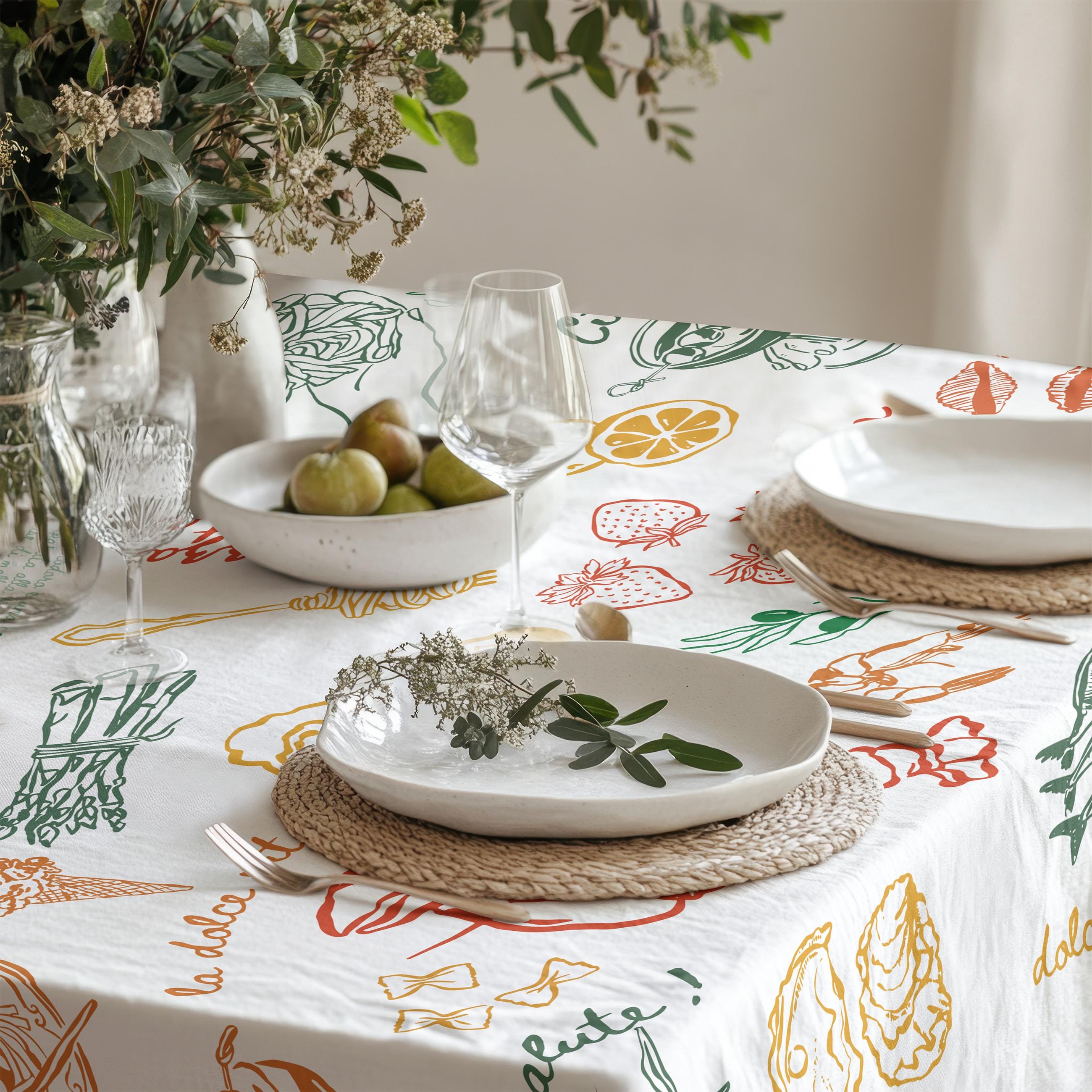 Hand Drawn Tablecloth Italian Summer Tablecloth Italian Theme ...