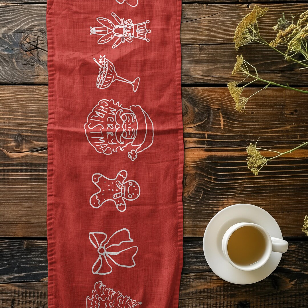 Holiday Table Runner Festive Table Runner Santa Table Runner Xmas Table ...