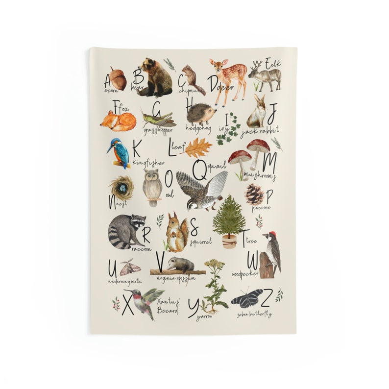 Woodland Alphabet Poster Woodland Nursery Decor Animal - Etsy