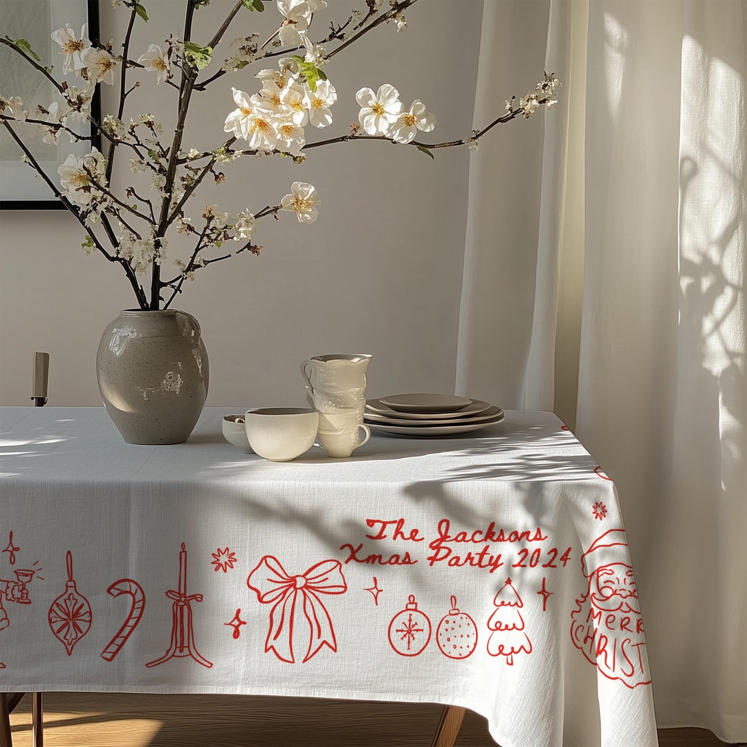Custom Tablecloth Christmas Tablecloth Xmas Party Tablecloth Custom ...