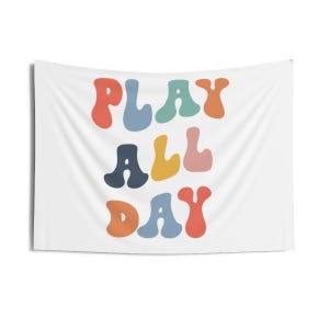 Play All Day Sign Playroom Wall Decor Playroom Sign Decor Lets Play ...