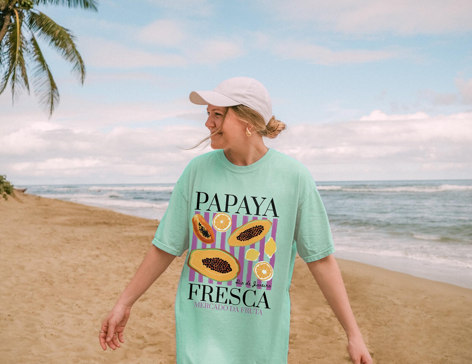 Papaya Shirt Fruit Shirt Copacabana Shirt Rio De Janeiro Shirt Coastal ...