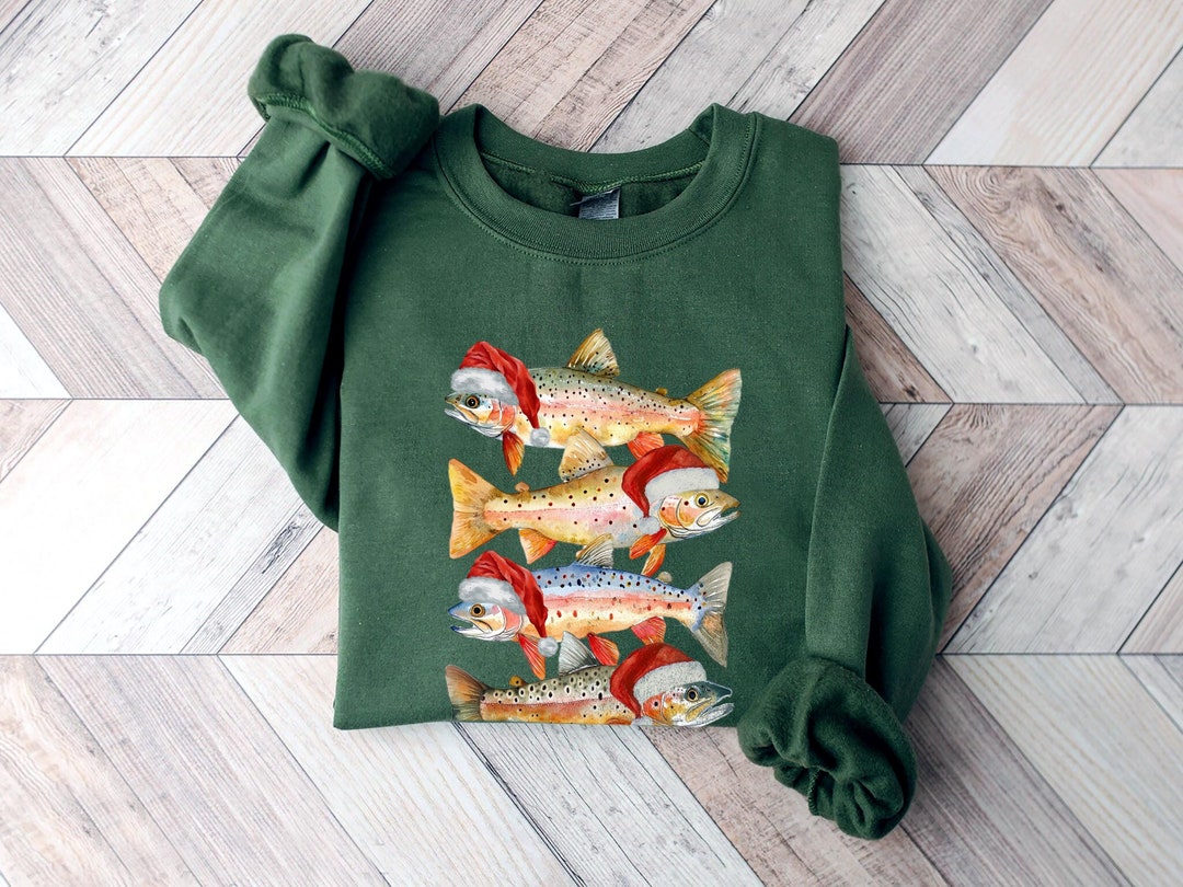 Trout Sweatshirt Trout Crewneck Trout Sweater Rainbow Trout Hoodie ...
