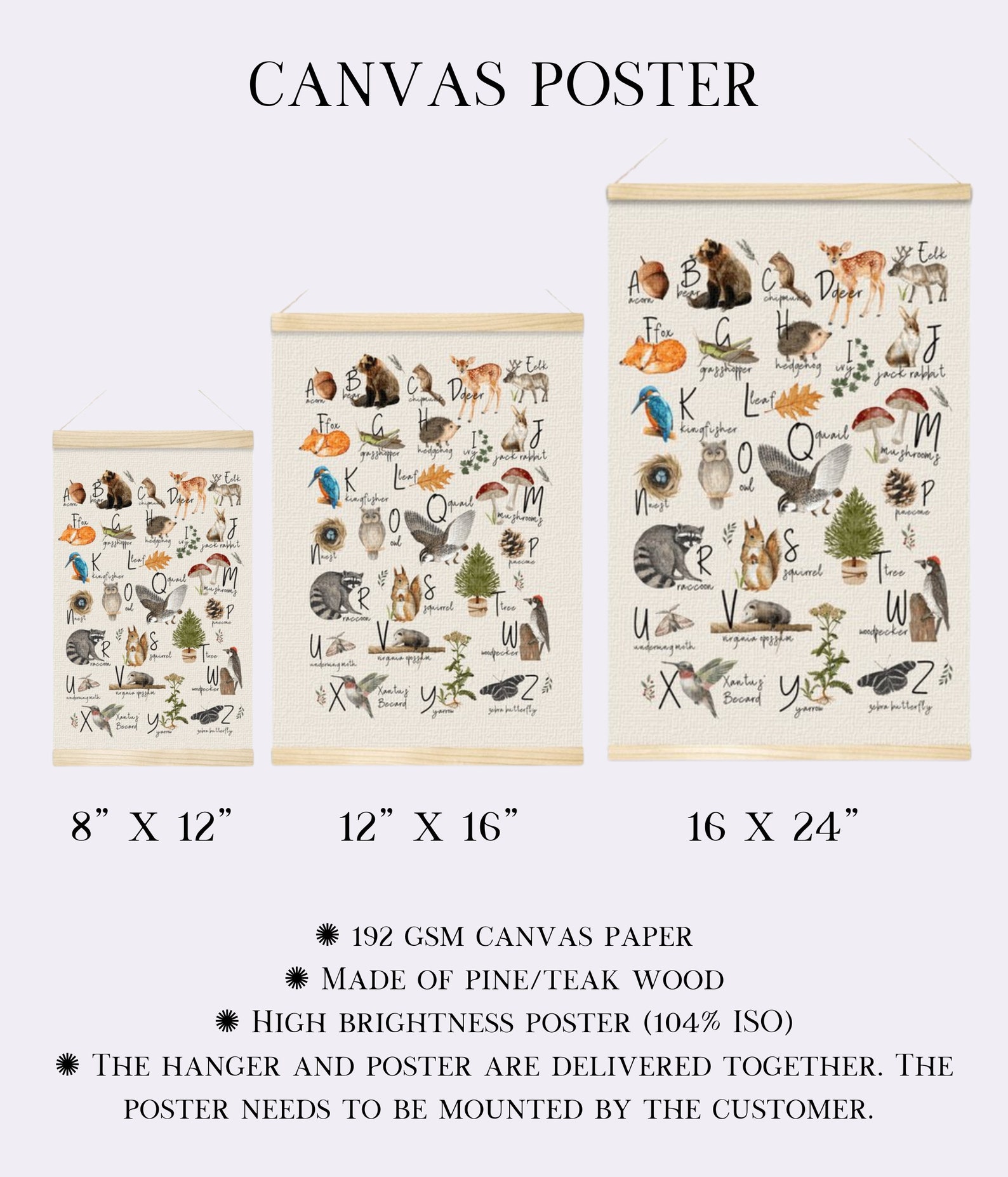 Woodland Alphabet Poster Woodland Nursery Decor Educational Posters ...