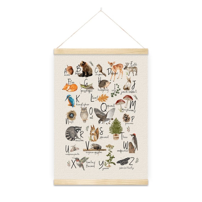 Woodland Alphabet Poster Woodland Nursery Decor Educational - Etsy ...