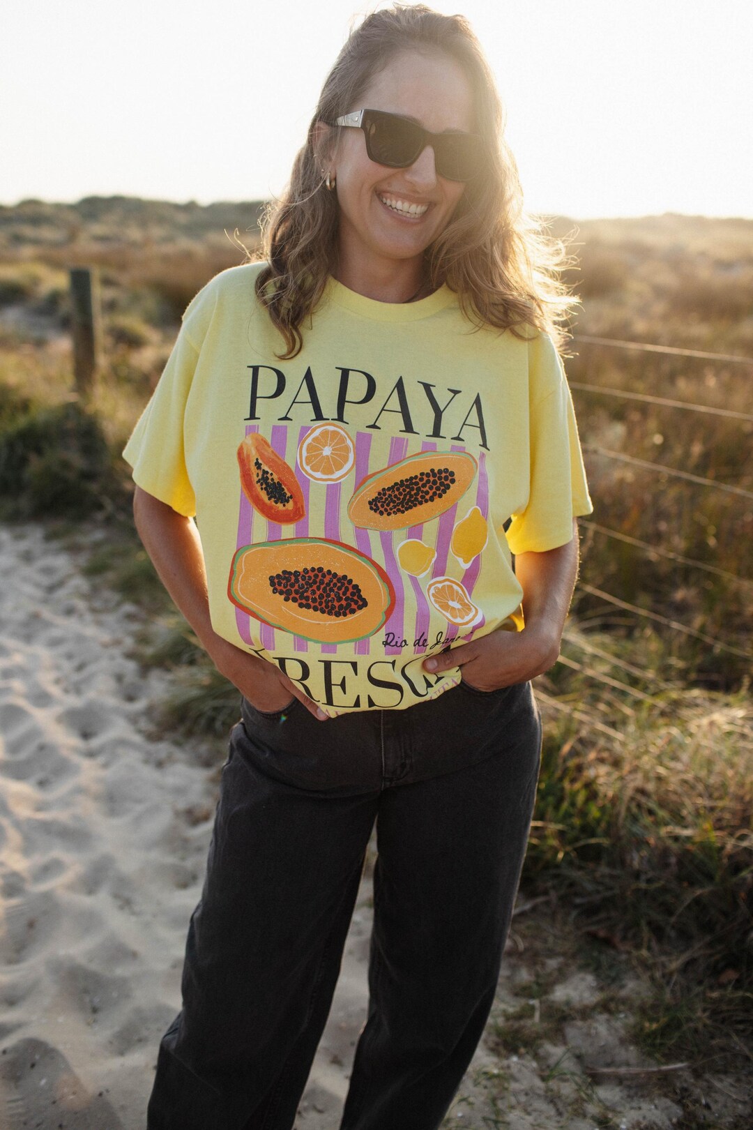 Papaya Shirt Fruit Shirt Copacabana Shirt Rio De Janeiro Shirt Coastal ...