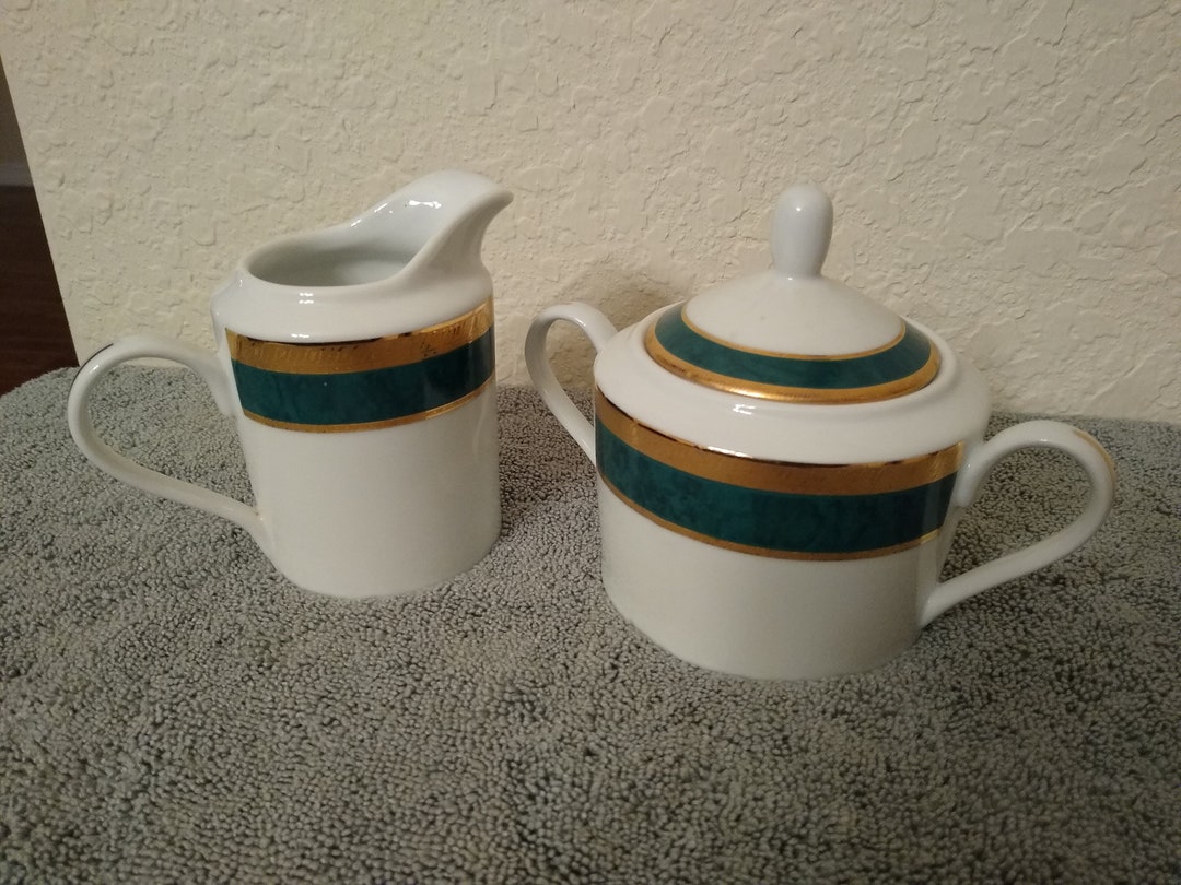 Royal Heritage Collection Porcelain China Green Cream and Sugar Set - Etsy