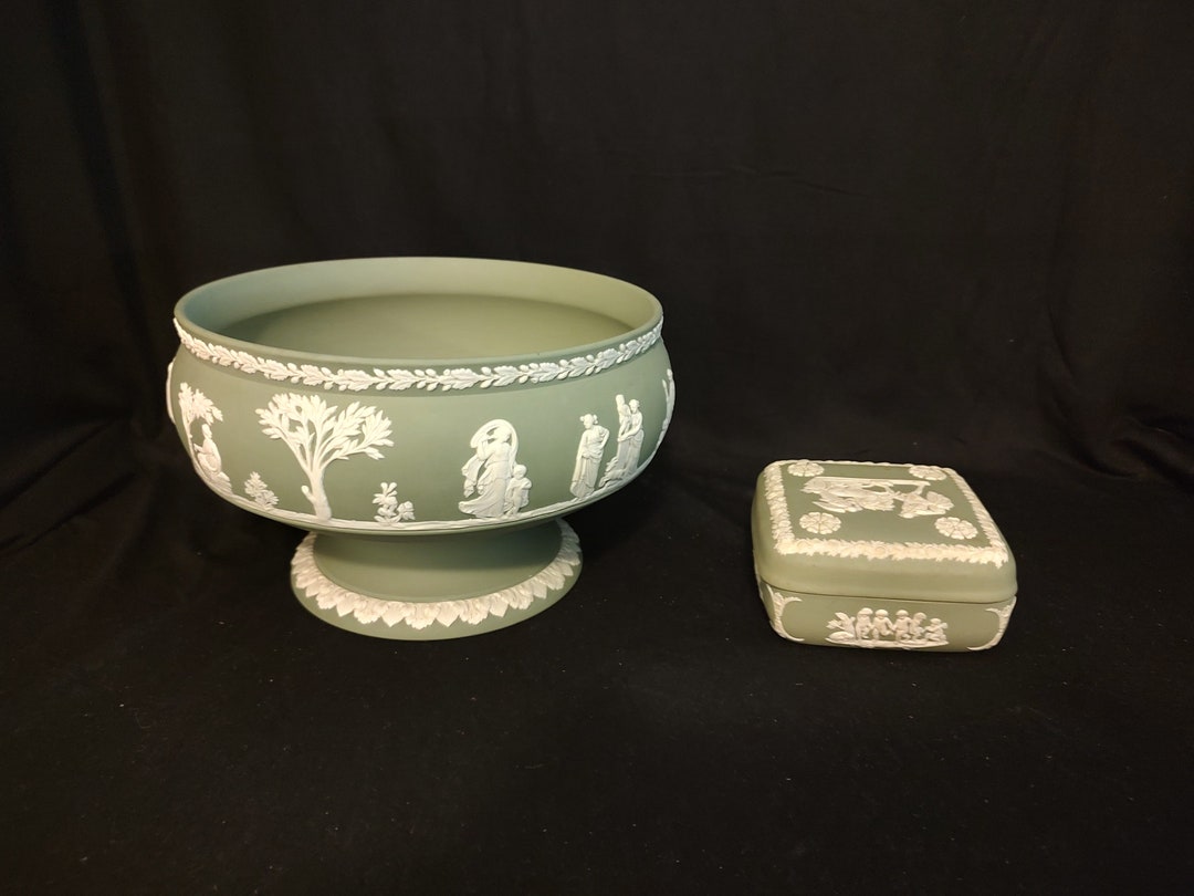 Wedgwood Jasperware. Made in England. Pattern: Cream Color on Celadon ...