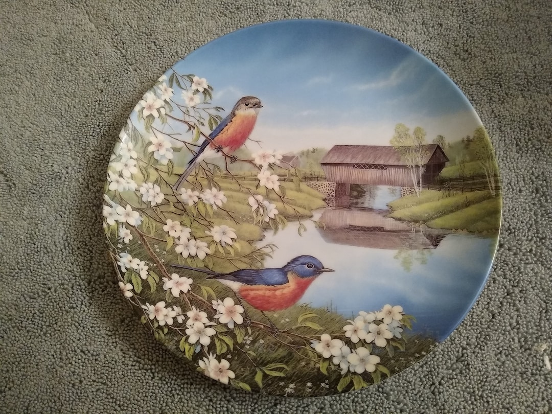 Sam Timm Bluebirds in Spring Collectors Plate - Etsy