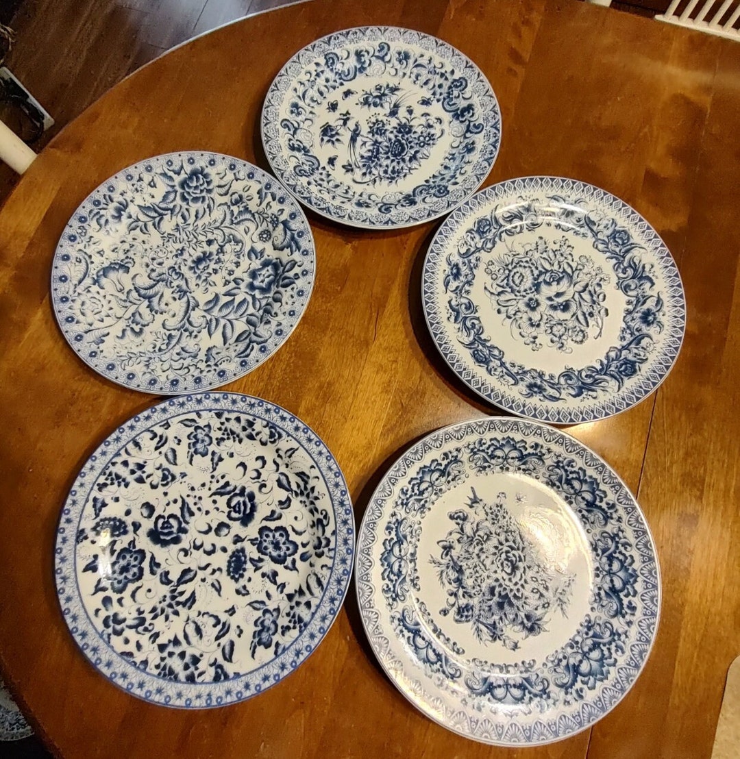 Vintage Bombay Decorative Blue/white Floral Porcelain Plates. Sold ...