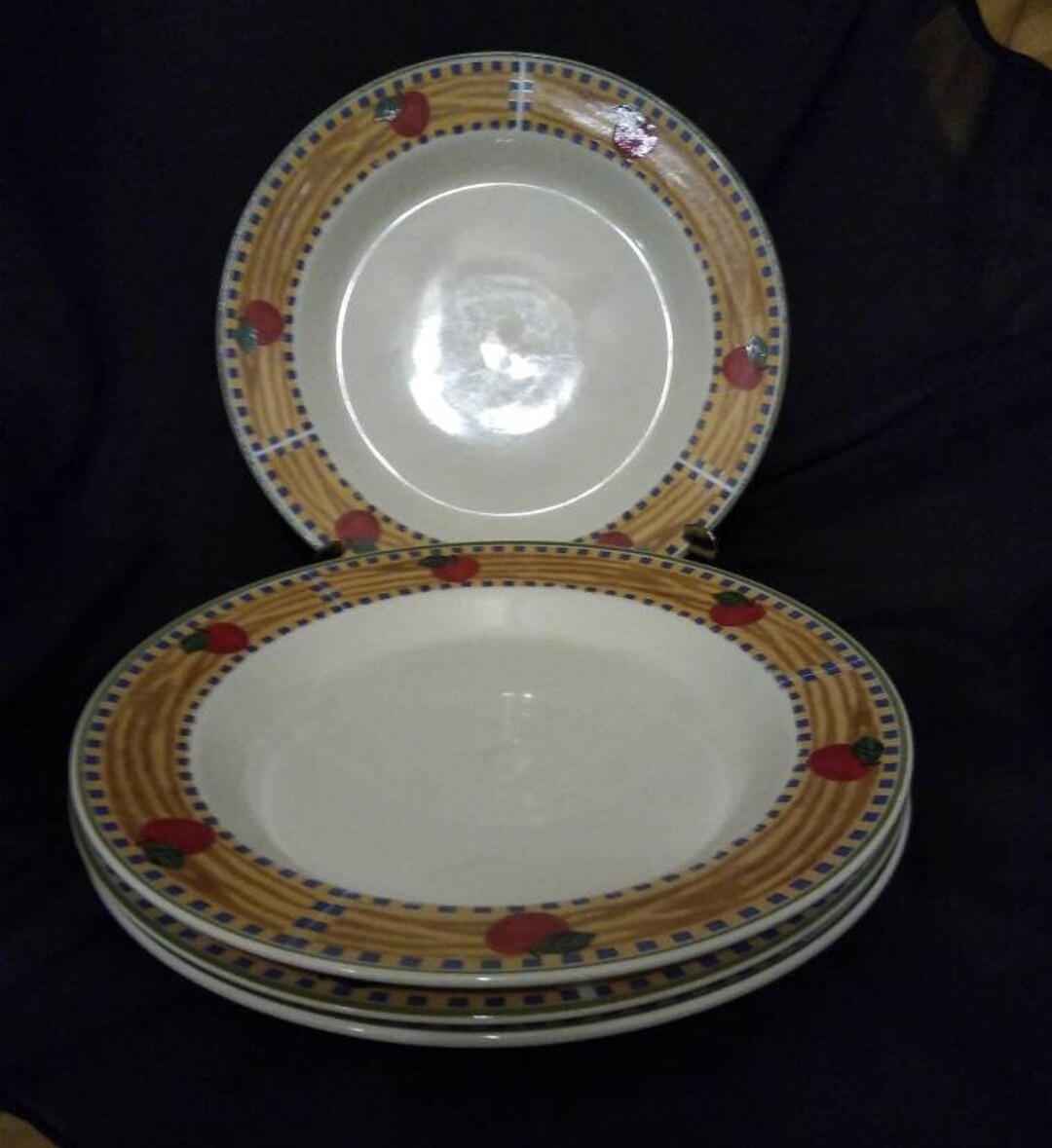 Tienshan Stoneware. Apple Harvest. Set of 4 Dinner Plates. - Etsy