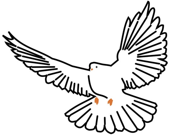 Descending Dove Line Drawing