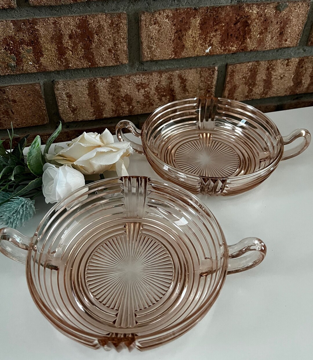 Set of 2 Anchor Hocking Handled Nappy Dishes, AHC34 Pink - Etsy