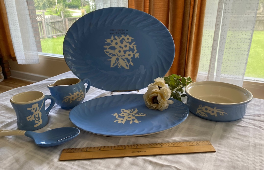 Harker Pottery White Rose Dainty Flower Shell Ware Cameoware: Swirl ...