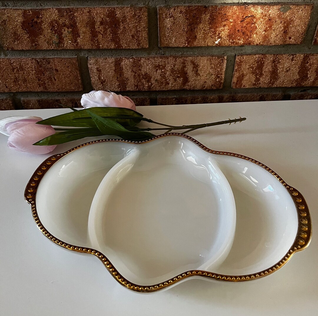 Anchor Hocking Fire King Swirl Golden Anniversary 11" Oblong 3 Part ...