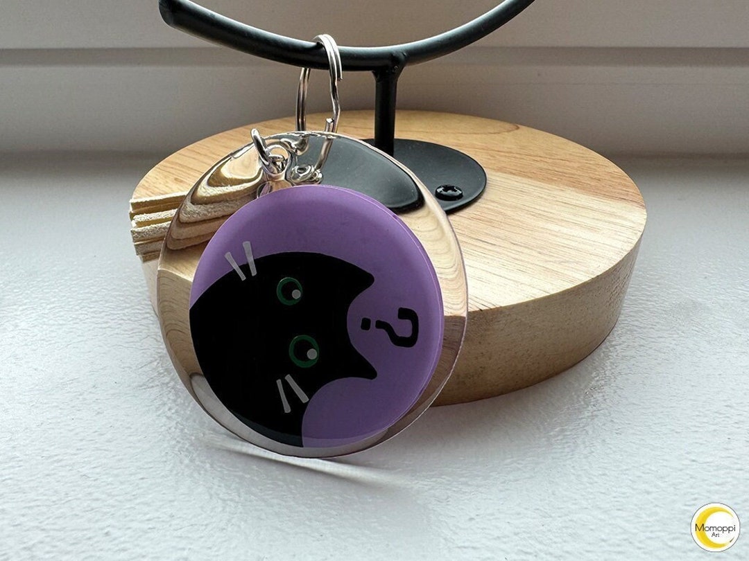 Whatcha Doin'?: Cute Cat Keychain Bag Accessory (black Cat/green Eyes ...