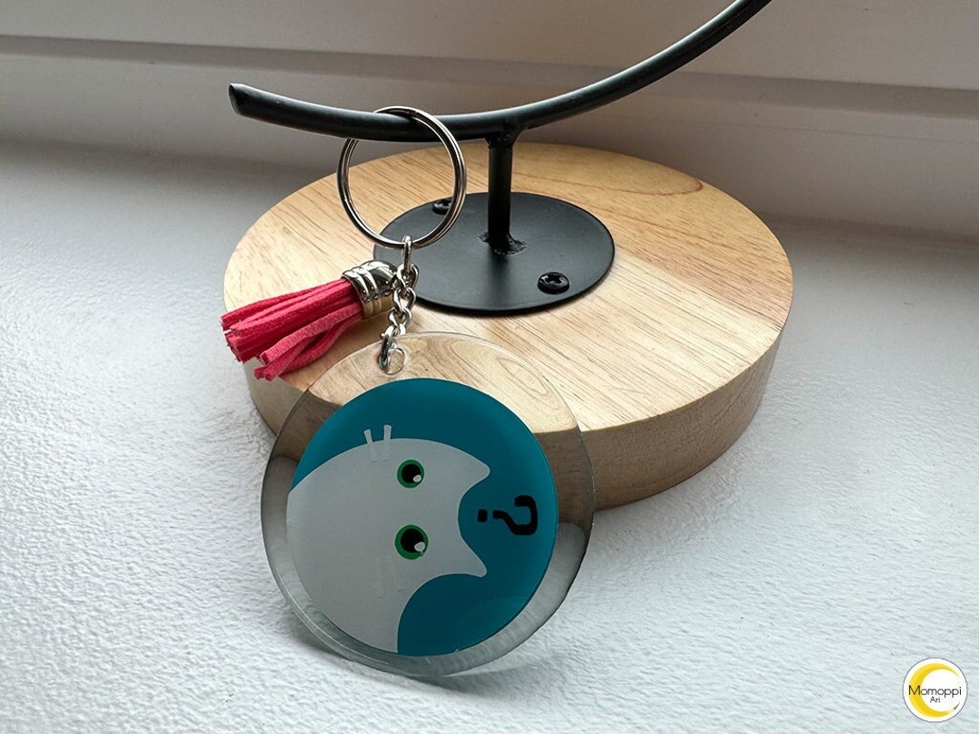 Whatcha Doin'?: Cute Cat Keychain Bag Accessory (white Cat/green Eyes ...