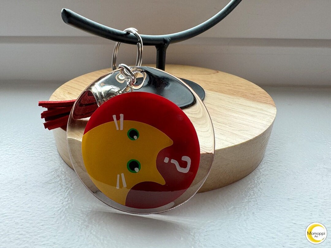 Whatcha Doin': Cute Cat Keychain Bag Accessory orange-yellow Cat/green ...